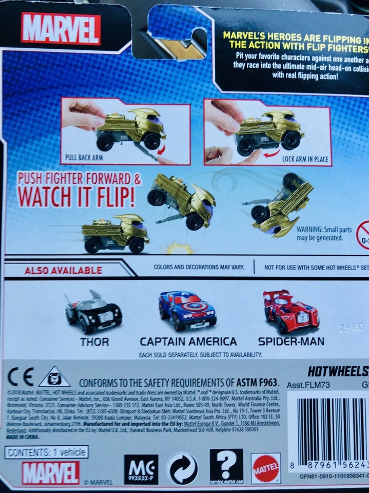 Hot Wheels Collector Flip Fighters Character Cars Marvel Avengers ...