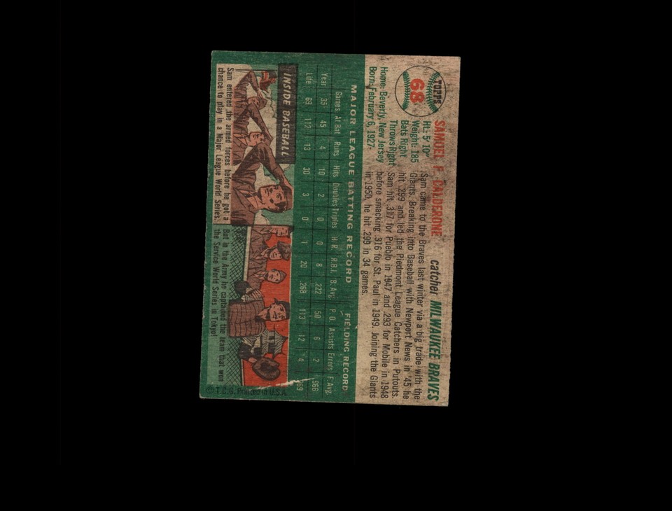 1954 Topps 68 Sam Calderone POOR #D1,171225 | eBay