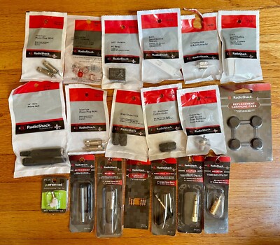LOT Vintage Radio Shack Audio Parts: Adapters, Plugs, Resistors, etc ...