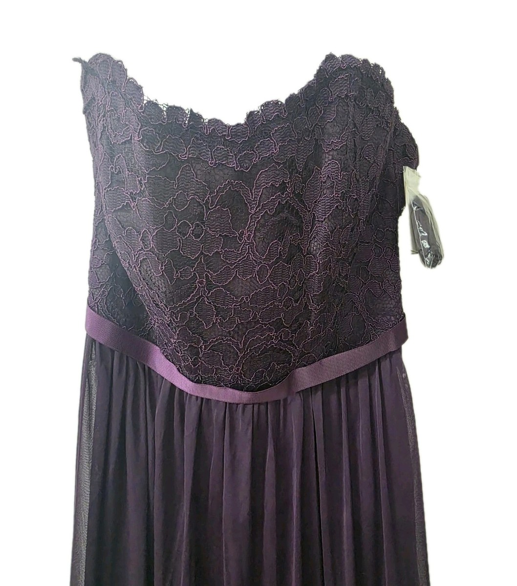 Plum Lace Dress Strapless