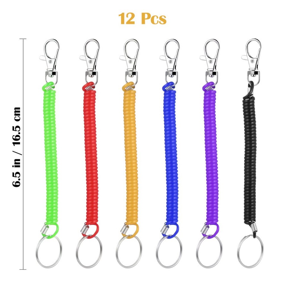 Key Holder Plastic Rings Keyring Spiral Keychain Bungee Colourful ...