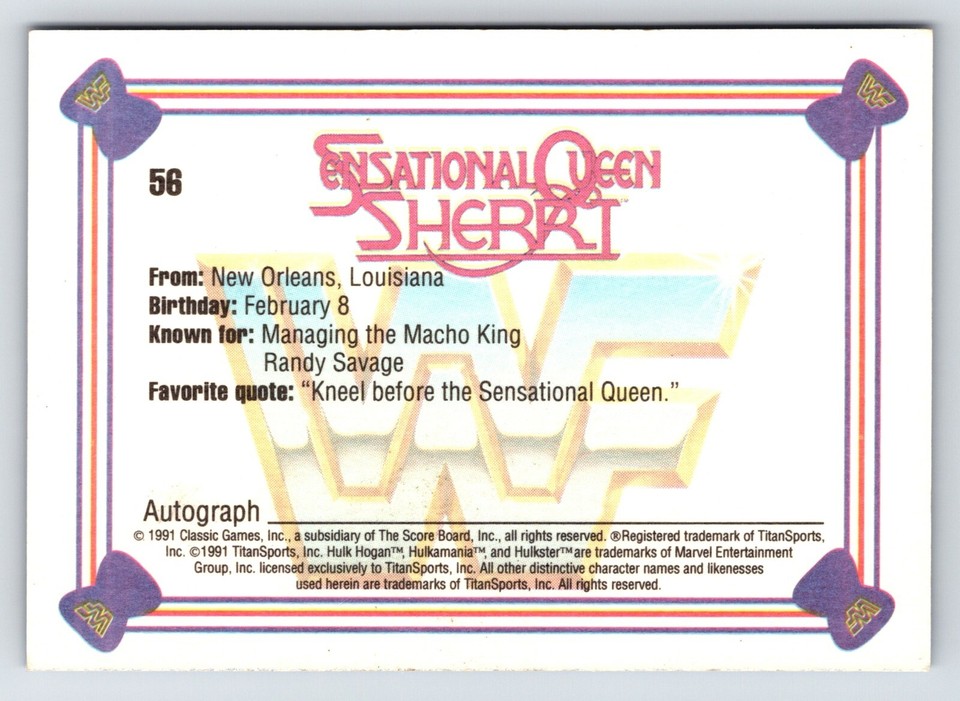 Trade Card 1991 Classic Games WWF Sensational Queen Sherri #58 ...