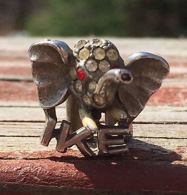 Vintage 1950's IKE Eisenhower Rhinestone Elephant Button Pin Bogoff ...
