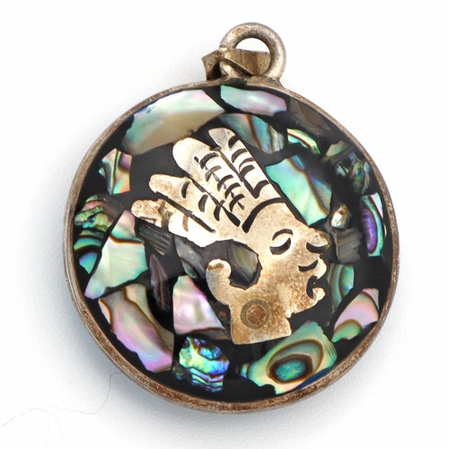 Vintage Handmade Aztec Multi-Stone Inlay Reversible Sterling Silver ...