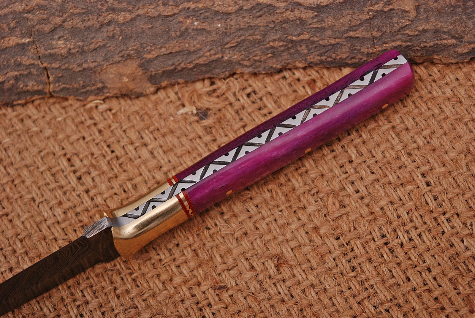 HAND FORGED DAMASCUS STEEL DAGGER THROWING BOOT KNIFE &CAMEL BONE ...