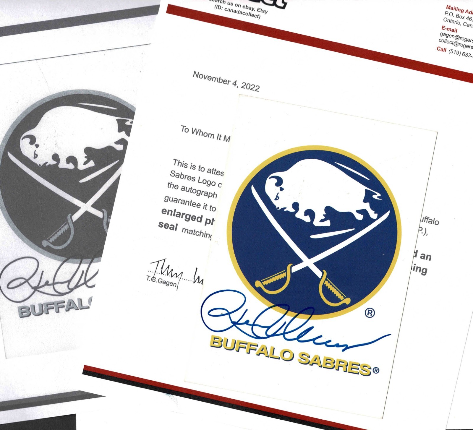 Undated "French Connection" Rene Robert Autographed Buffalo Sabres ...