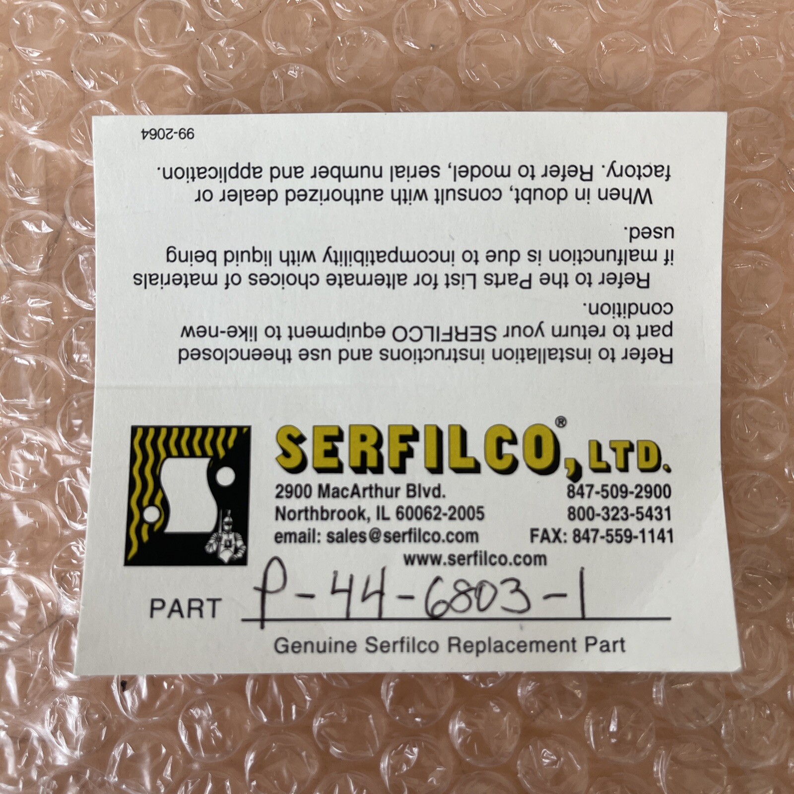 SERFILCO P-44-6803-1 Series HE H2x1-1/2 Pump Replacement Impeller ...