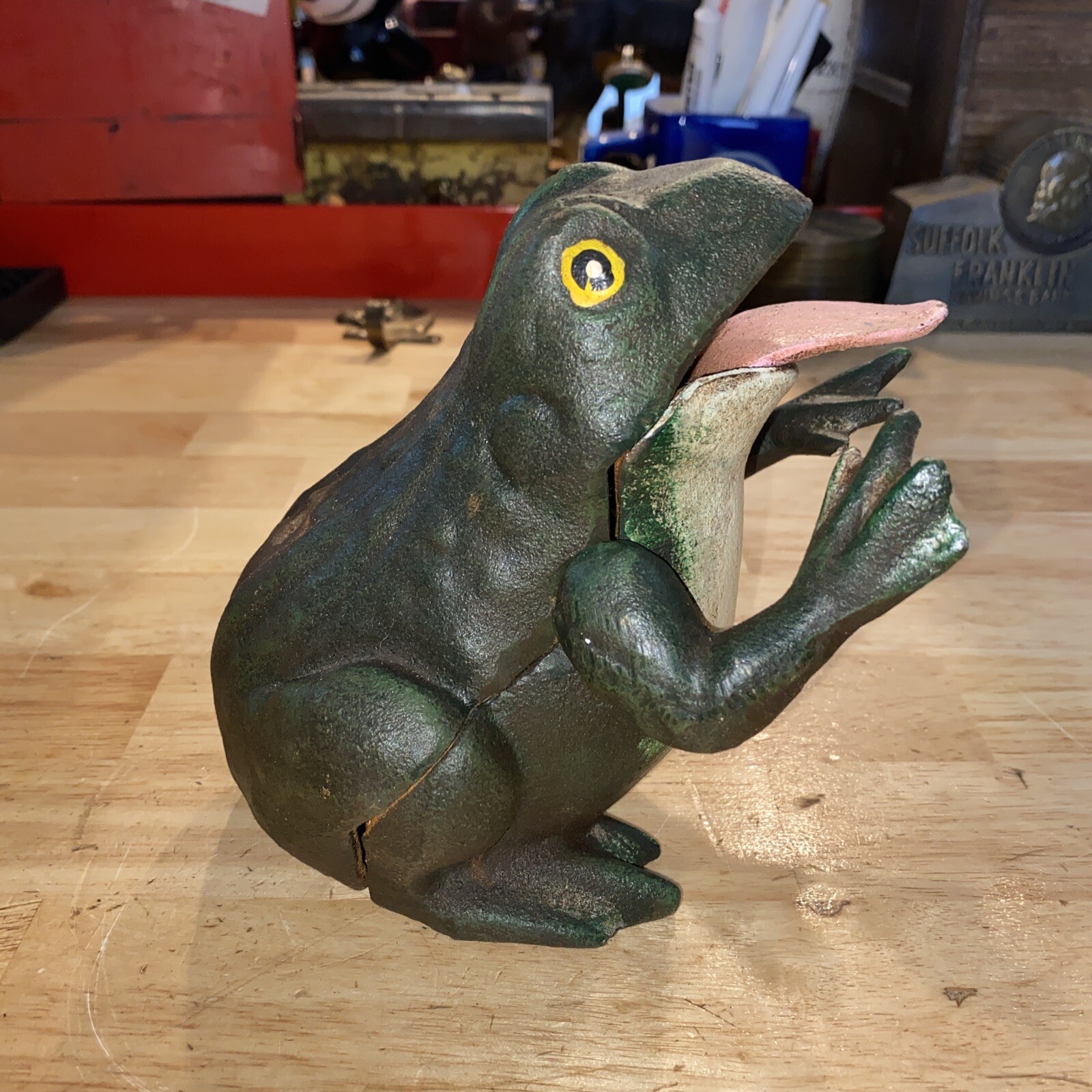 Frog Toad Mechanical Piggy Bank CAST IRON Reptile Snake Collector 3 ...