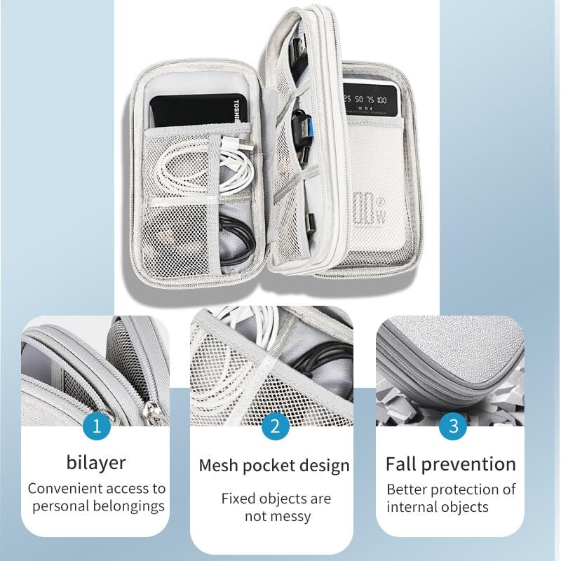 Portable Cable Organizer Travel Cable Organizer Pouch Electronic Black ...