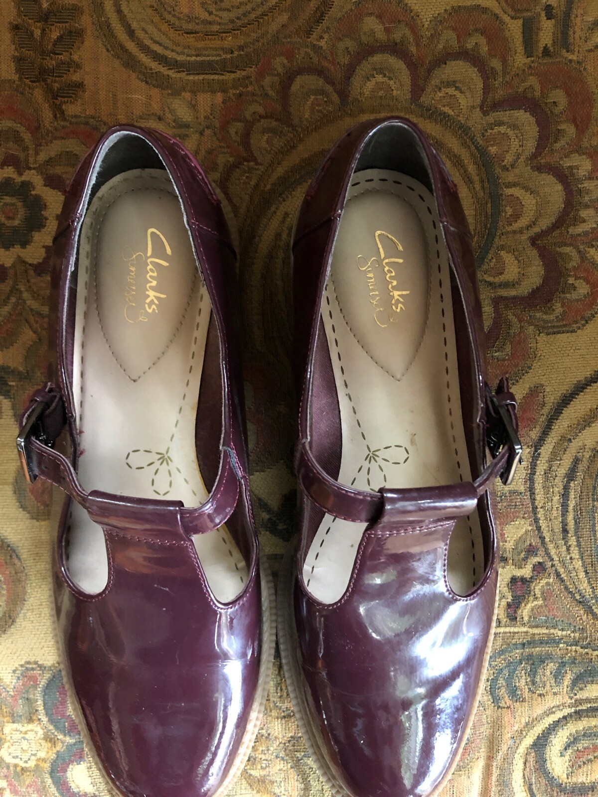 Clarks Somerset Leather Mary Jane Loafer Burgundy Gri… - Gem