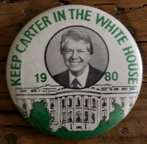 Vtg Jimmy Carter Political Campaign Pinback Button c1980 Re-elect | eBay