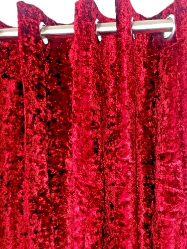 Crushed Velvet Curtains Eyelet Ring Top thick Ready Made long BLACKOUT ...