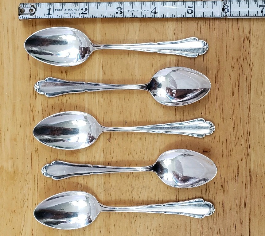 LOT OF 5 VINTAGE MARTIN 90 MTN4 FAN TIP PATTERN SILVERPLATED 5'OCLOCK ...