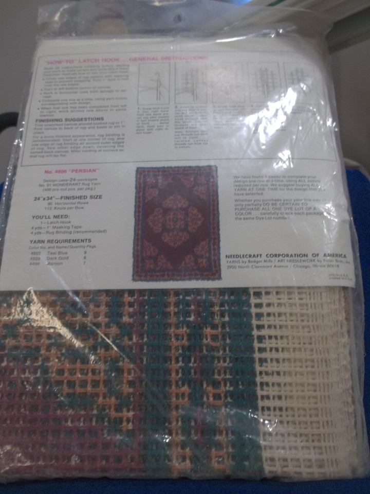 Vintage WonderArt Persian Latch Hook rug Pattern | eBay