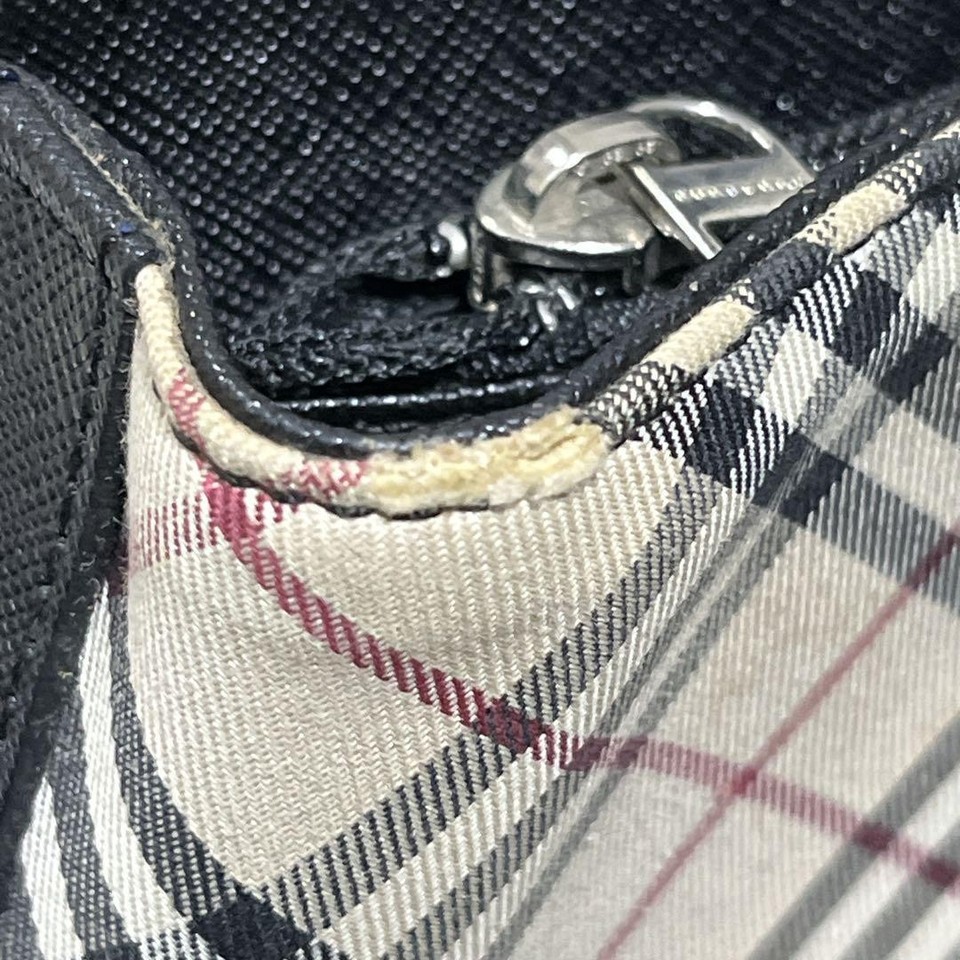 Mini tote Burberry Nova a quadri con logo in rilievo beige in pelle di ...