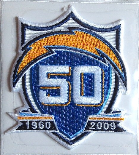 SAN DIEGO CHARGERS ~ 50th ANNIVERSARY NFL TEAM PATCH ~ Willabee & Ward ...