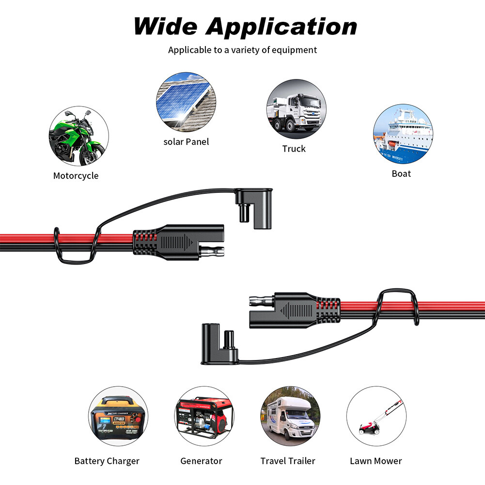 Battery Charging Cable SAE To SAE Extension Cable 16 AWG Solar Plug ...