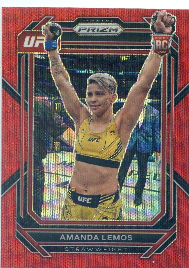 2023 Panini Prizm UFC AMANDA LEMOS RC ROOKIE #151 RUBY RED WAVE PRIZM ...