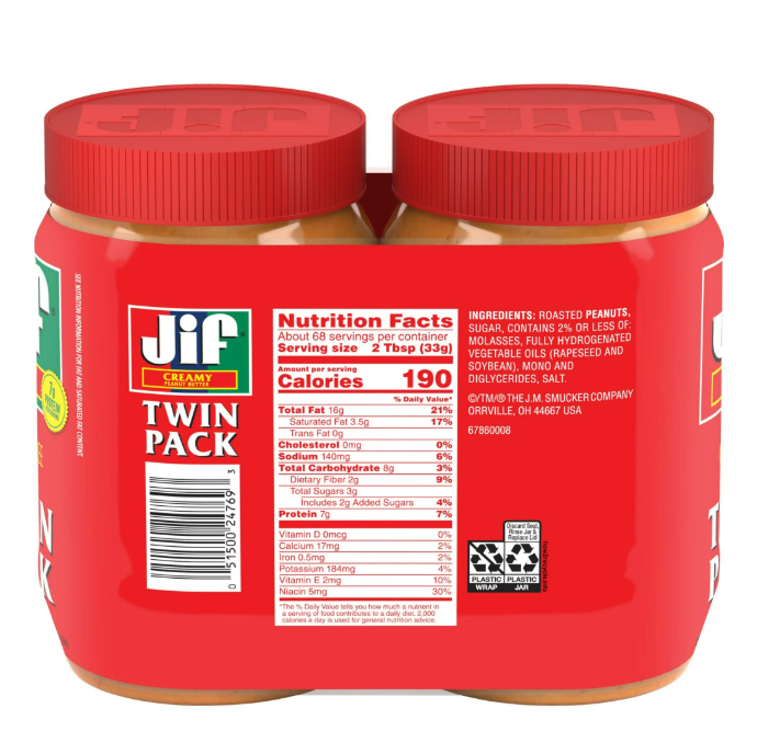 Jif Creamy Peanut Butter, 40 oz Jars (2 Pack) | eBay