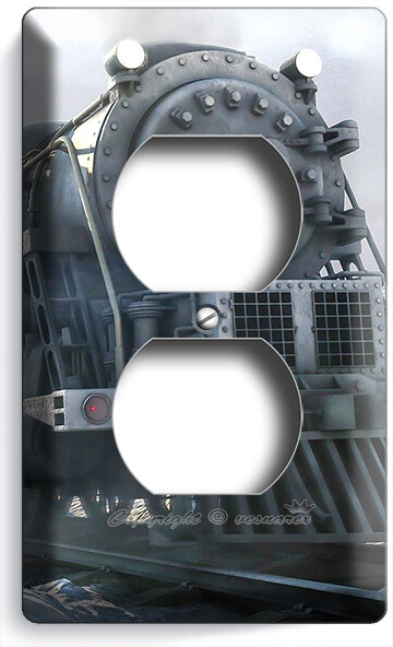 POLAR STEAM ENGINE TRAIN OLD RAILROAD LOCOMOTIVE OUTLET PLATE RAILFAN ...