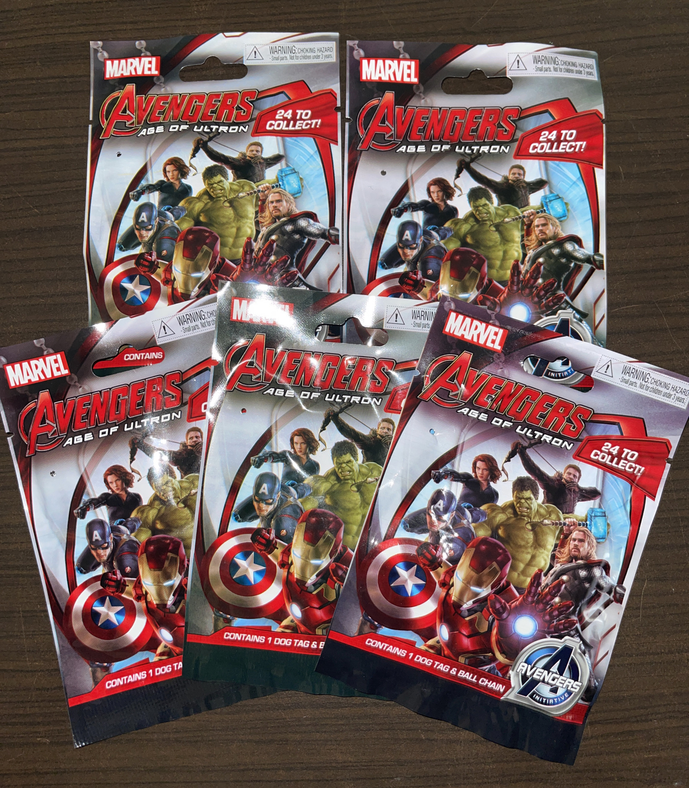 Lot of 5 Marvel Avengers Age of Ultron Dog Tags MYSTERY (Unopened/Brand ...