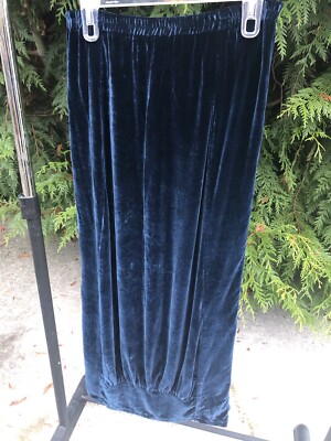 Harari Small Silk Blend Velvet Dark Blue Long Skirt Side Slit Front ...