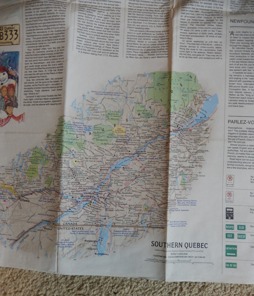 Vintage 1980 Map Quebec and Newfoundland Canada The National Geographic ...