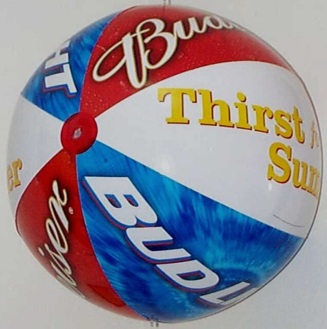RARE! Vintage BUD LIGHT BEER 36" Inflatable Ad BEACH BALL Glossy Vinyl ...