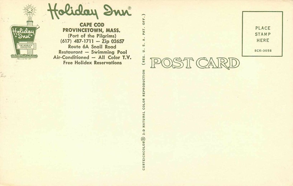 Postcard Hotel Motel Unposted Holiday Inn Cape Cod Massachusetts | eBay