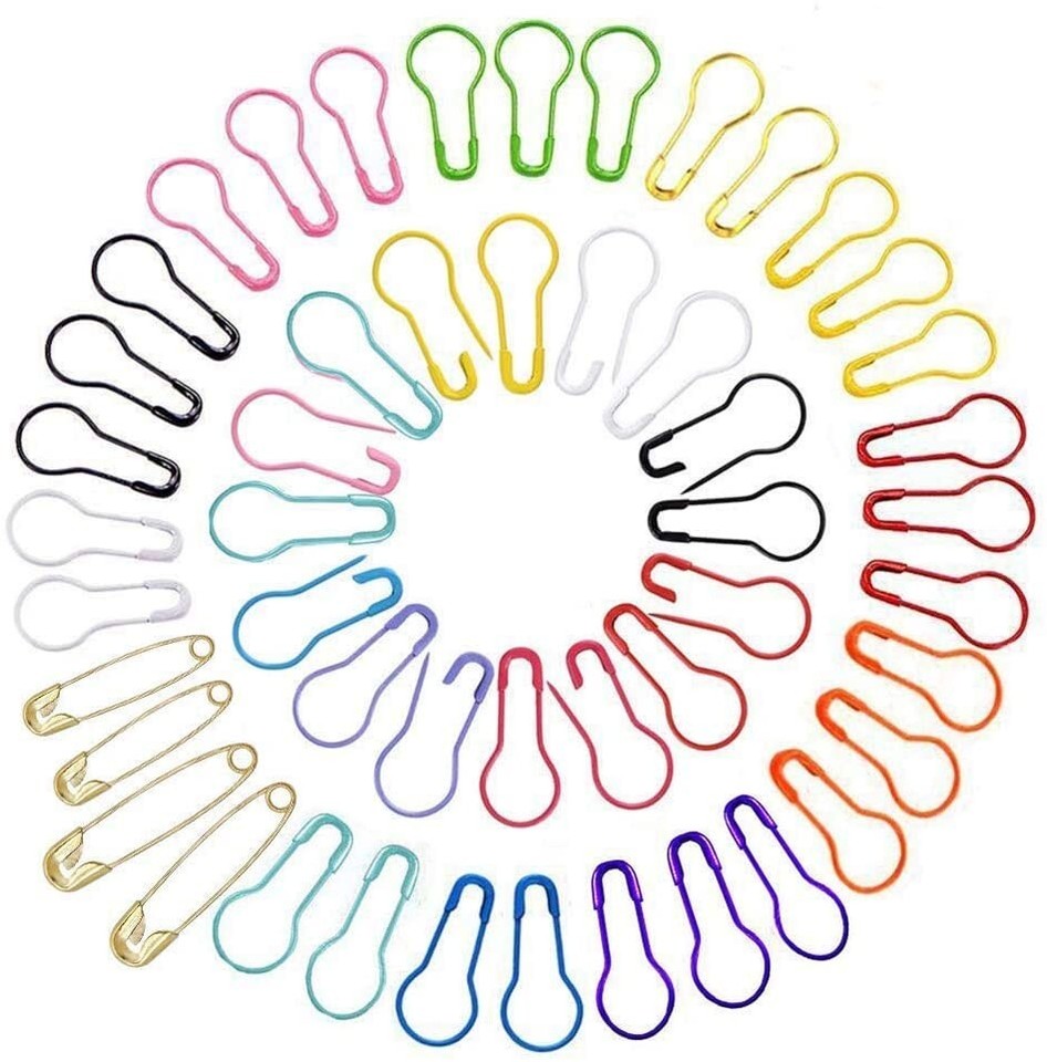 NiftyPlaza 100 Pcs Safety Pins, Pear Shape Bulb Stitch Markers Assorted ...
