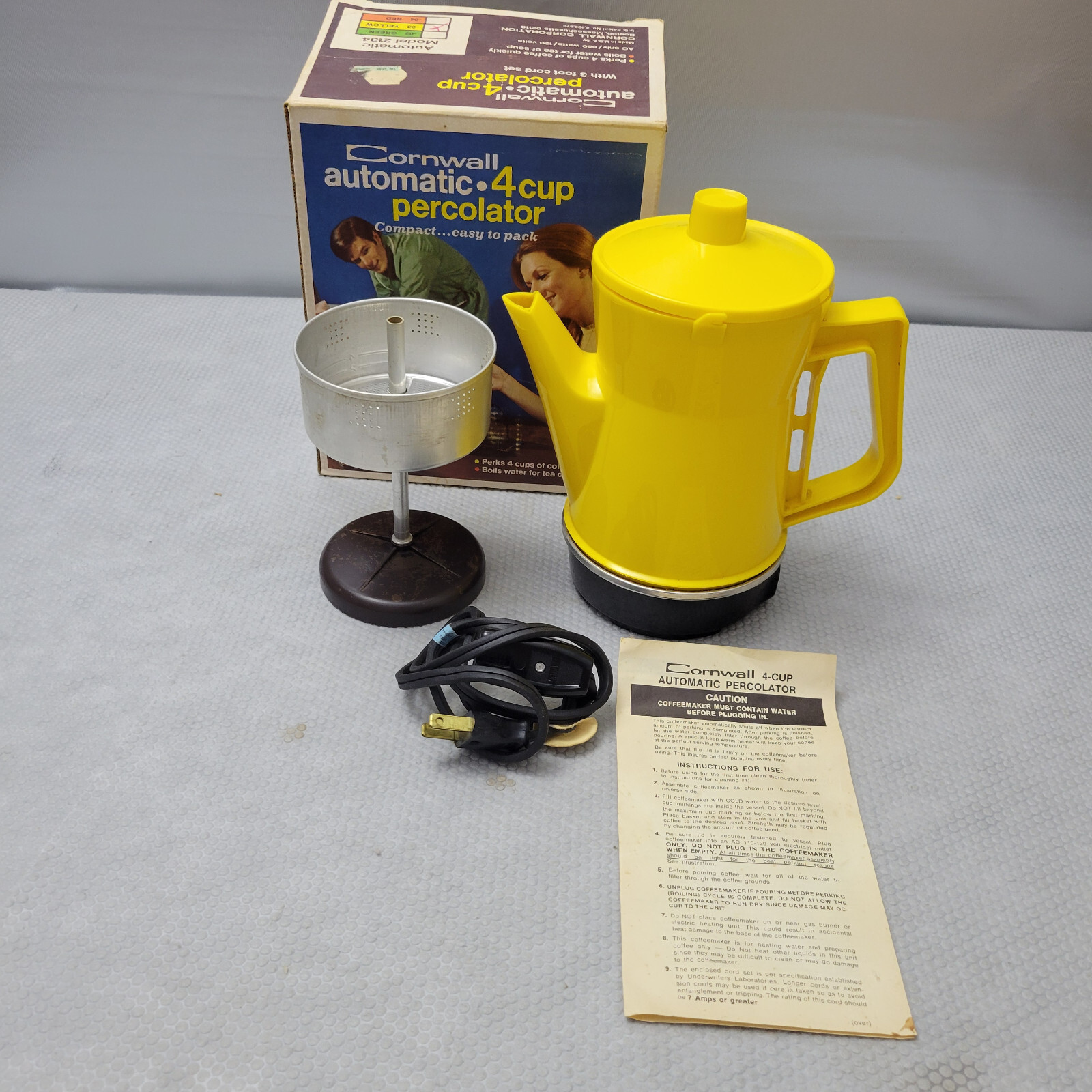 Vintage Cornwell Automatic 4 Cup Hot Coffee Percolator Pot Yellow ...