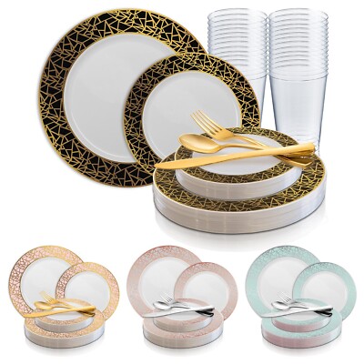Disposable Plastic Dinnerware Set Wedding Party Package Elegant Mosaic ...