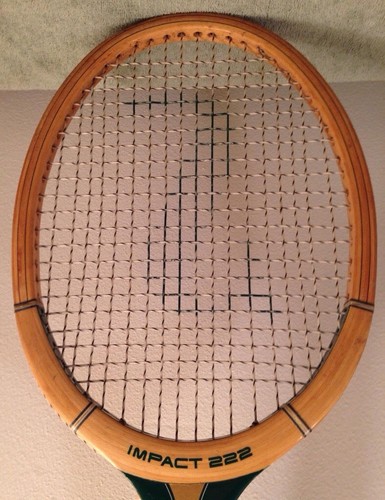 Vintage Spalding Impact 222 Tennis Racket Black Brown Sports Ball Net ...