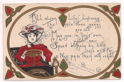 FAIRFIELD PA Postcard LIFE'S HIGHWAY Lady Car, to Springfield ...