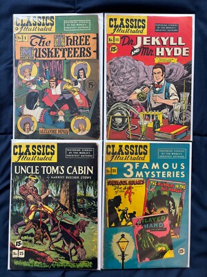 CLASSICS ILLUSTRATED COMIC BOOK LOT 1, 13, 15, 21 Musketeers, Uncle Tom ...