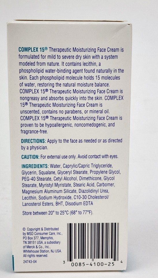 Complex 15 Therapeutic Moisturizing Face Cream 2.5 oz Sealed Box HTF ...