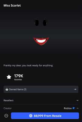 Roblox Limited Face Miss Scarlet Clean 500 or best offer | eBay