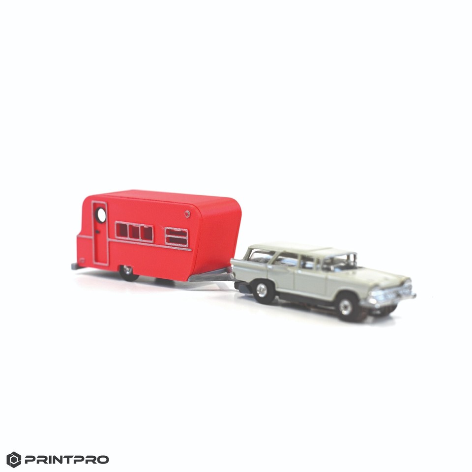 Printpro HO Scale Slot Car Scarlet Red Camper Trailer Kit Fits Aurora ...