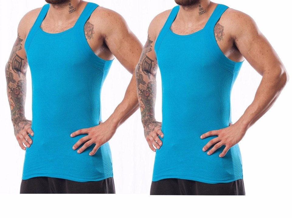 Different Touch Men's G-unit Style Tank Tops Square Cut Muscle A-Shirts ...