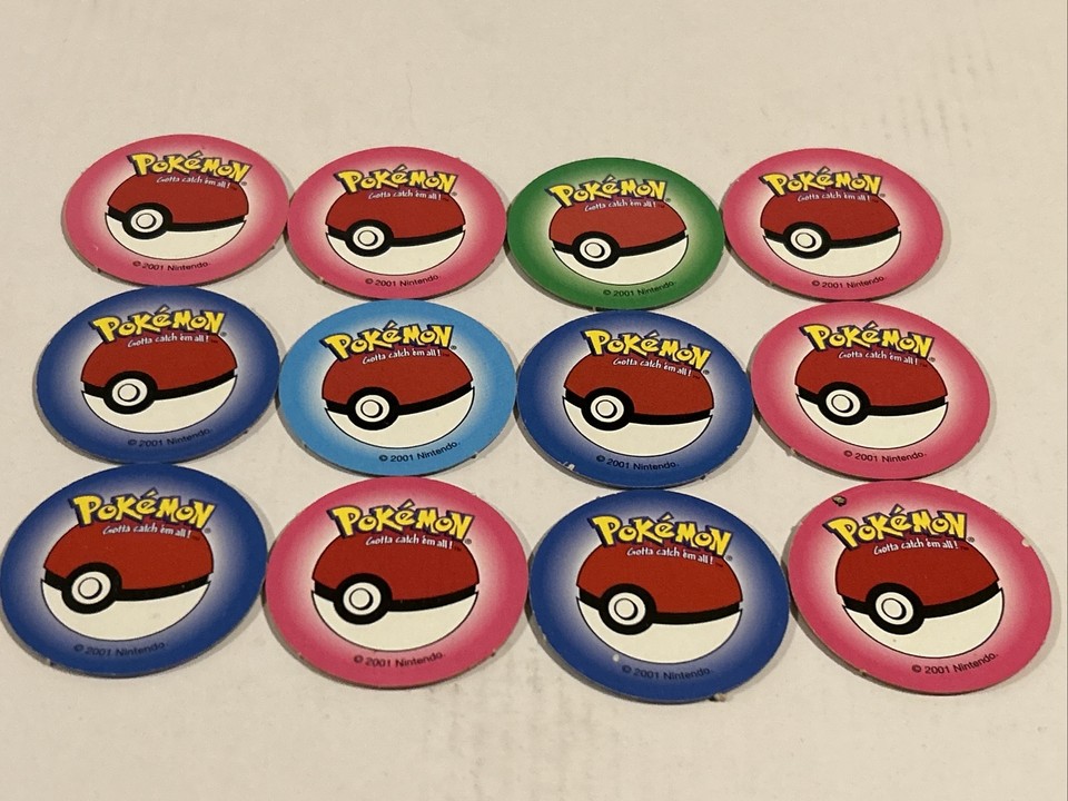 2001 Pokemon Master Trainer Johto Board Game Pieces Lot Of 12 Pogs Fire ...