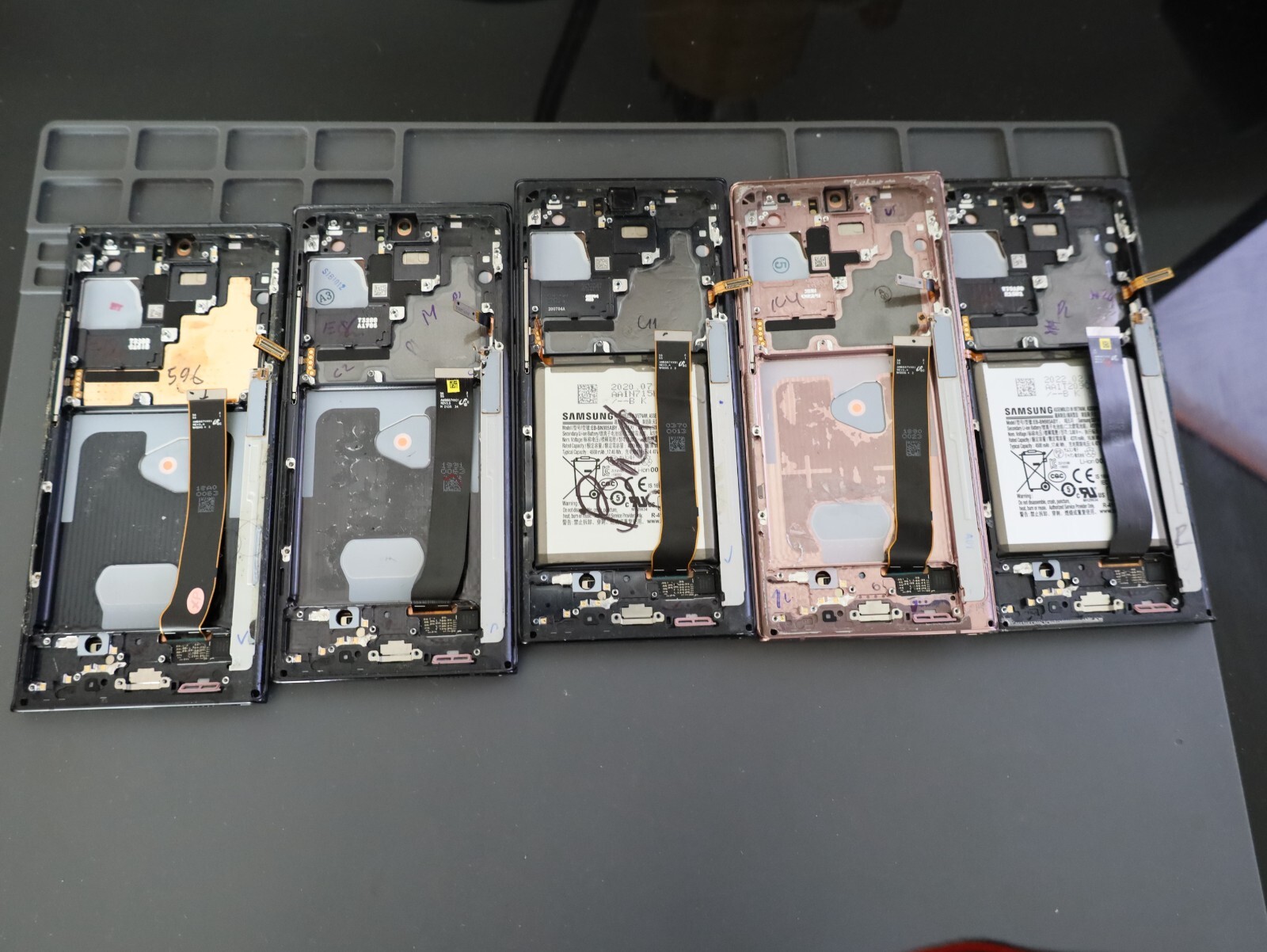 Lot of 5 Damaged Screen OLED Samsung Galaxy Series Note 20 Ultra Frame ...