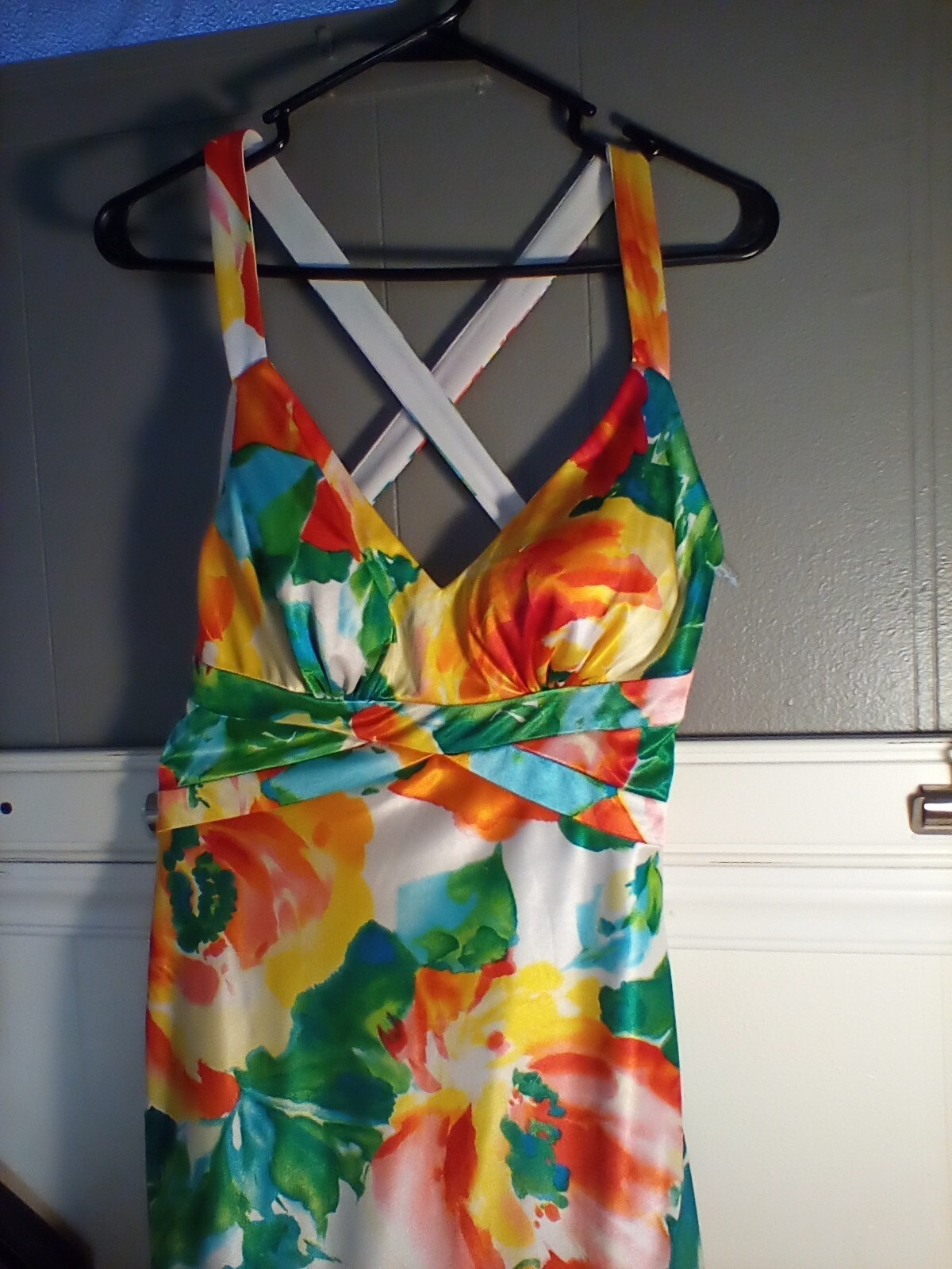 Morgan & Co sunset colored dress criss cross straps … - Gem