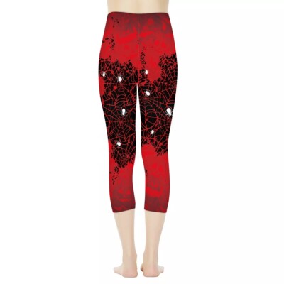 Blood Red Pumpkin Spider Pants Long 3/4 Leggings Print Fashion Sexy ...