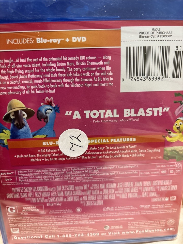 Rio 2 Blu-Ray + DVD New Sealed 24543633822| eBay