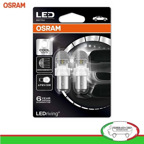 1557CW-02B - OSRAM 2 LAMPADE LED BAY15d 12V 2W Cool White LEDRIVING P21 ...