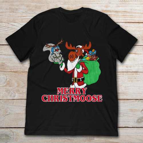 Rocky And Bullwinkle Santa Merry Christmoose Christmas T-Shirt CO469 | eBay