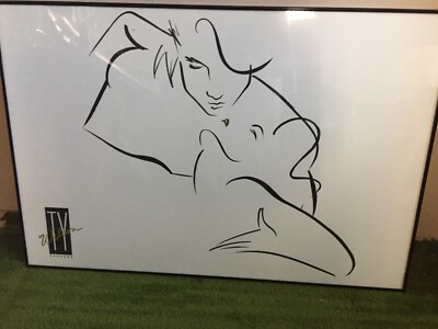 Vintage Ty Wilson Wall Art Print THE KISS Metal Framed 12x14 | eBay