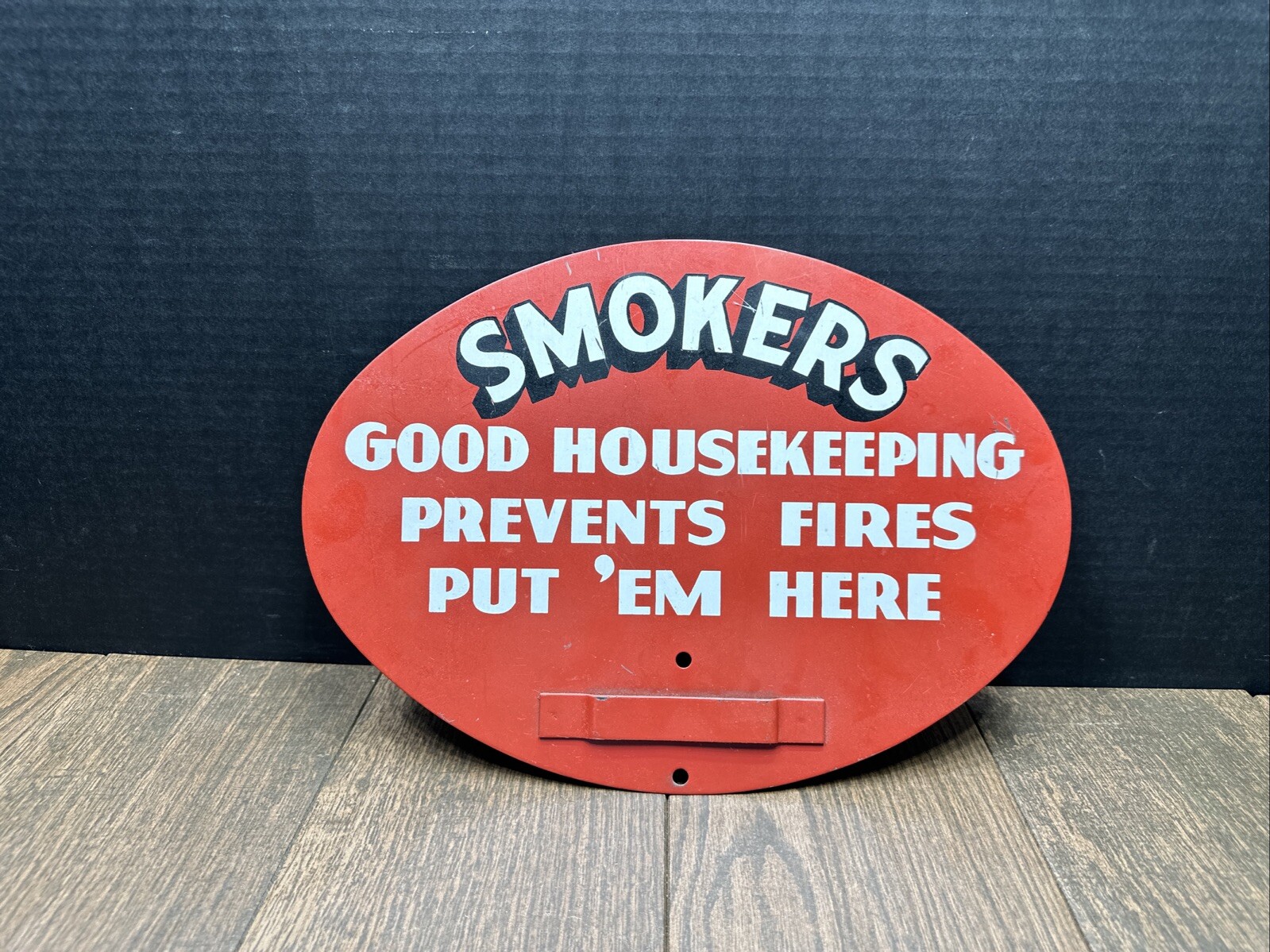 VINTAGE "SMOKERS PRACTICE GOOD HOUSEKEEPING PUT 'EM HERE" RED SIGN | eBay