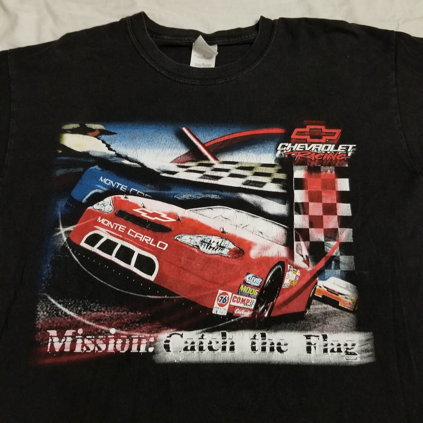 Vintage Nascar Chevrolet Racing T Shirt Black Red Monte Carlo Car Size ...