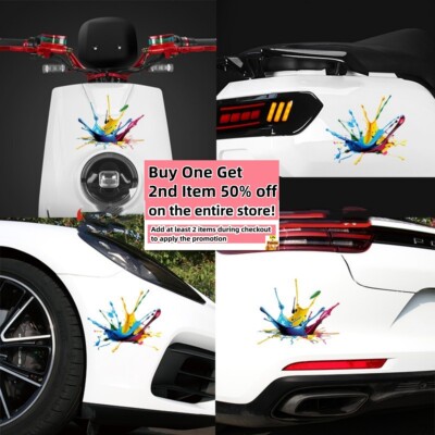 3D Colorful Paint Splash Decal Auto Car Truck DMV Window Bumper Vinyl ...